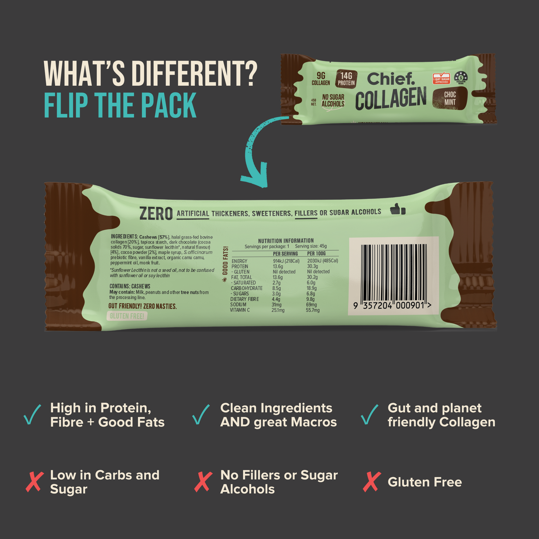Collagen Protein Bar 45g (48 bars) | Chief Nutrition - Chief Nutrition