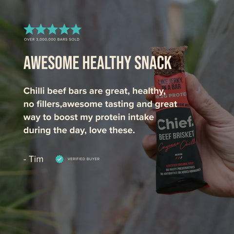 Organic Chilli Beef Bars 40g (12 bars) | Chief Nutrition | Buy Online