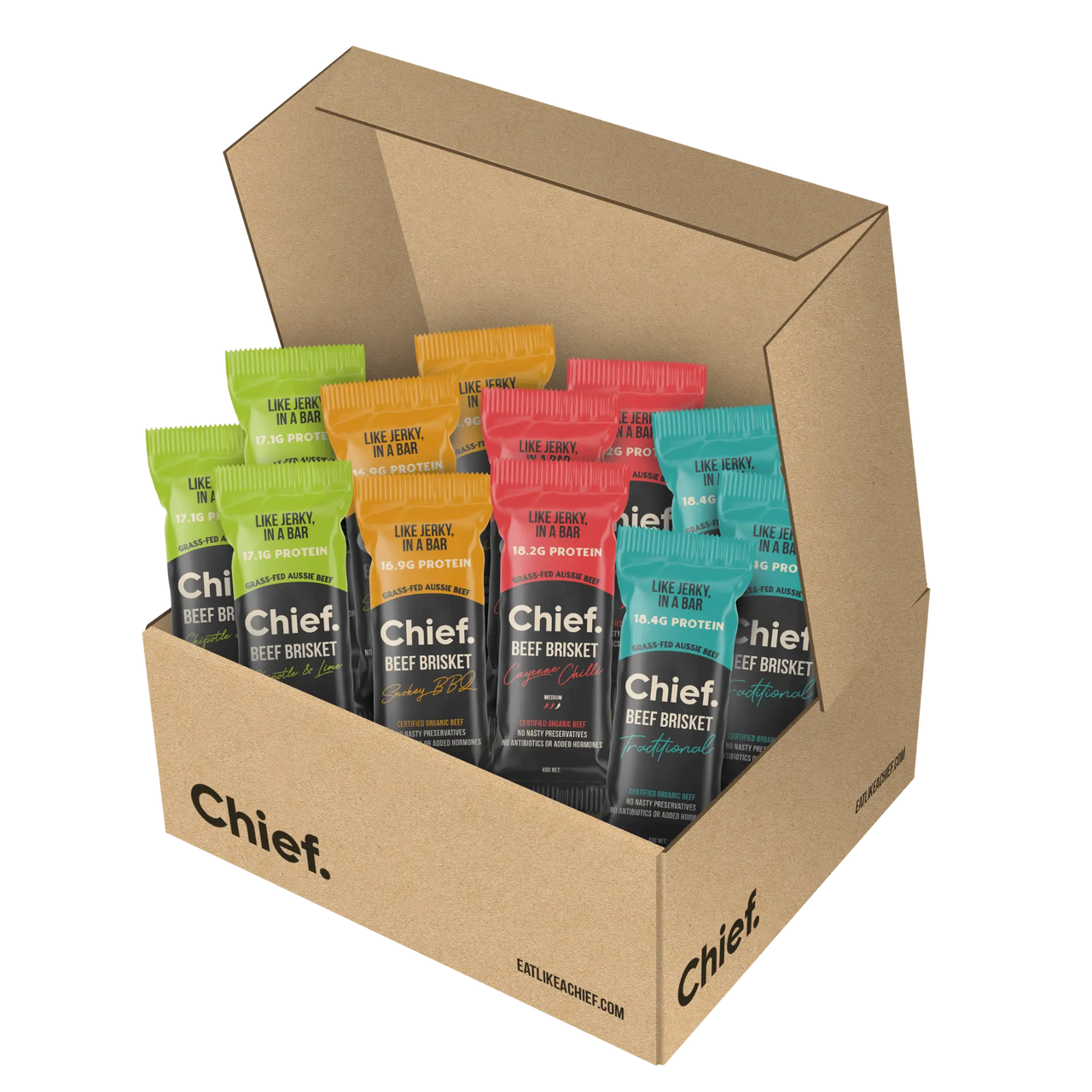 Beef Bars Mixed Box: 12 Bars of Protein Variety - Chief Nutrition